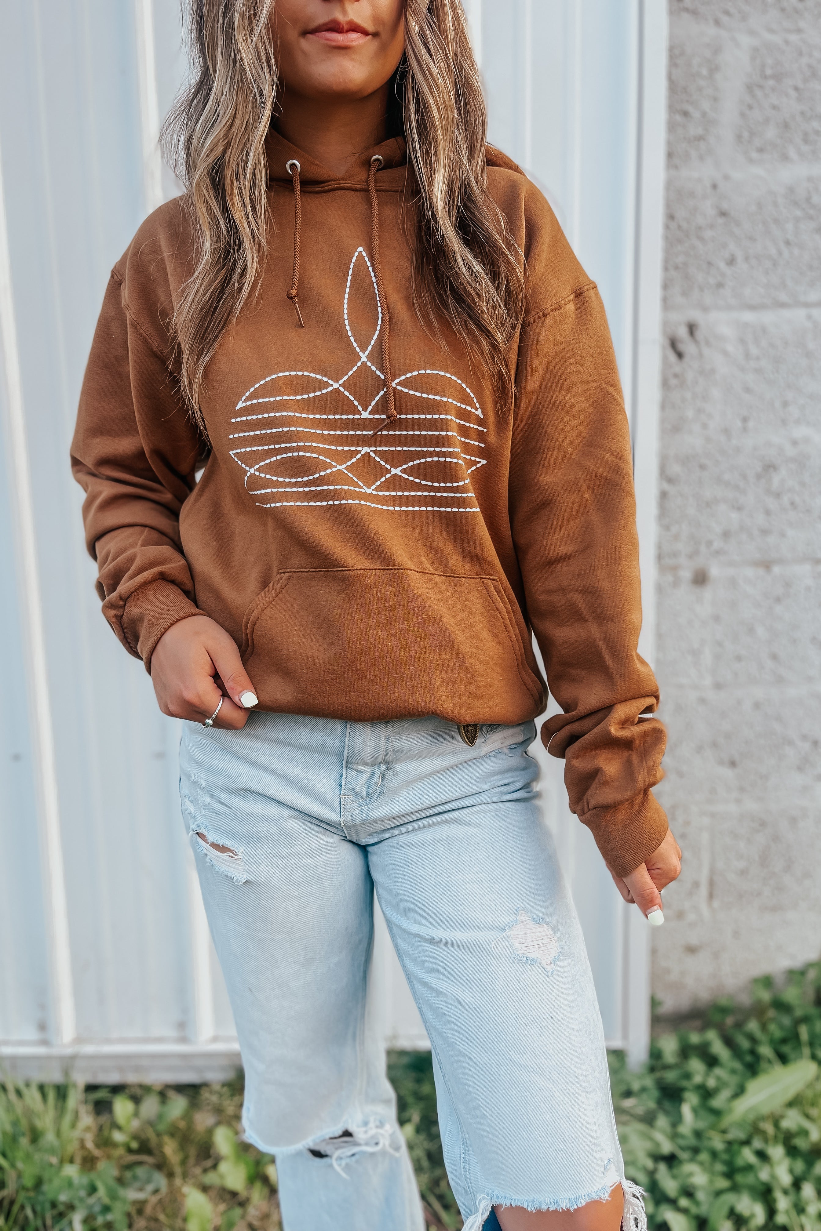Boot Stitch Hoodie | Rust – The Midwest Cowgirl